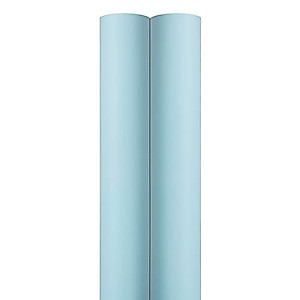 JAM Paper Gift Wrap - Matte Wrapping Paper - 50 Sq Ft Total - Matte Light Baby Blue/Pool Blue - 2 Rolls/Pack