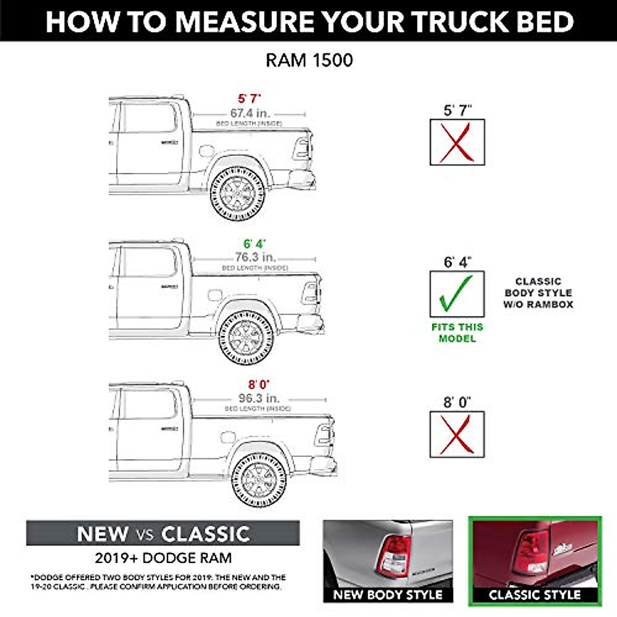 Lund Genesis Elite Roll Up Soft Roll Up Truck Bed Tonneau Cover | 96864 | Fits 2009 - 2018, 2019 - 2020 Classic Dodge Ram 1500 6' 6" Bed (78")