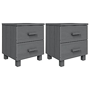 Makastle Nightstands Set of 2, Farmhouse End Tables Set of 2, Solid Wood Sofa Side Table Accent Table with 2 Drawers, Bedside Table for Bedroom Living Room, 15.7"x13.8"x17.5"