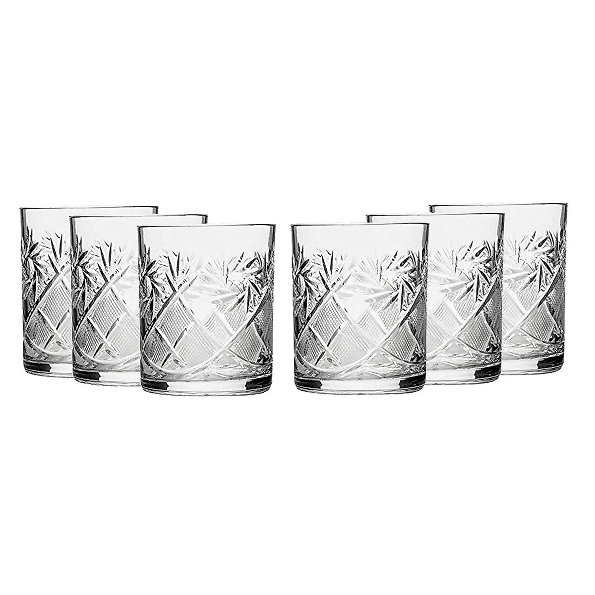 Russian Cut Crystal Scotch Whiskey Vodka Rocks Glasses Old Fashioned Vintage