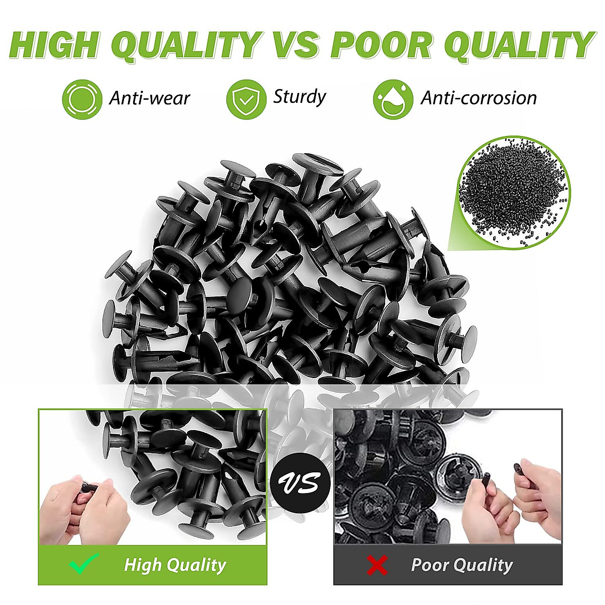 Frokom 100pcs 8mm Hole Size Nylon Car Bumper Retainer Clips Push Type UTV ATV Fender Push Clips for Toyota 52161-02020 52161-16010,GM 21030249 Ford N807389S