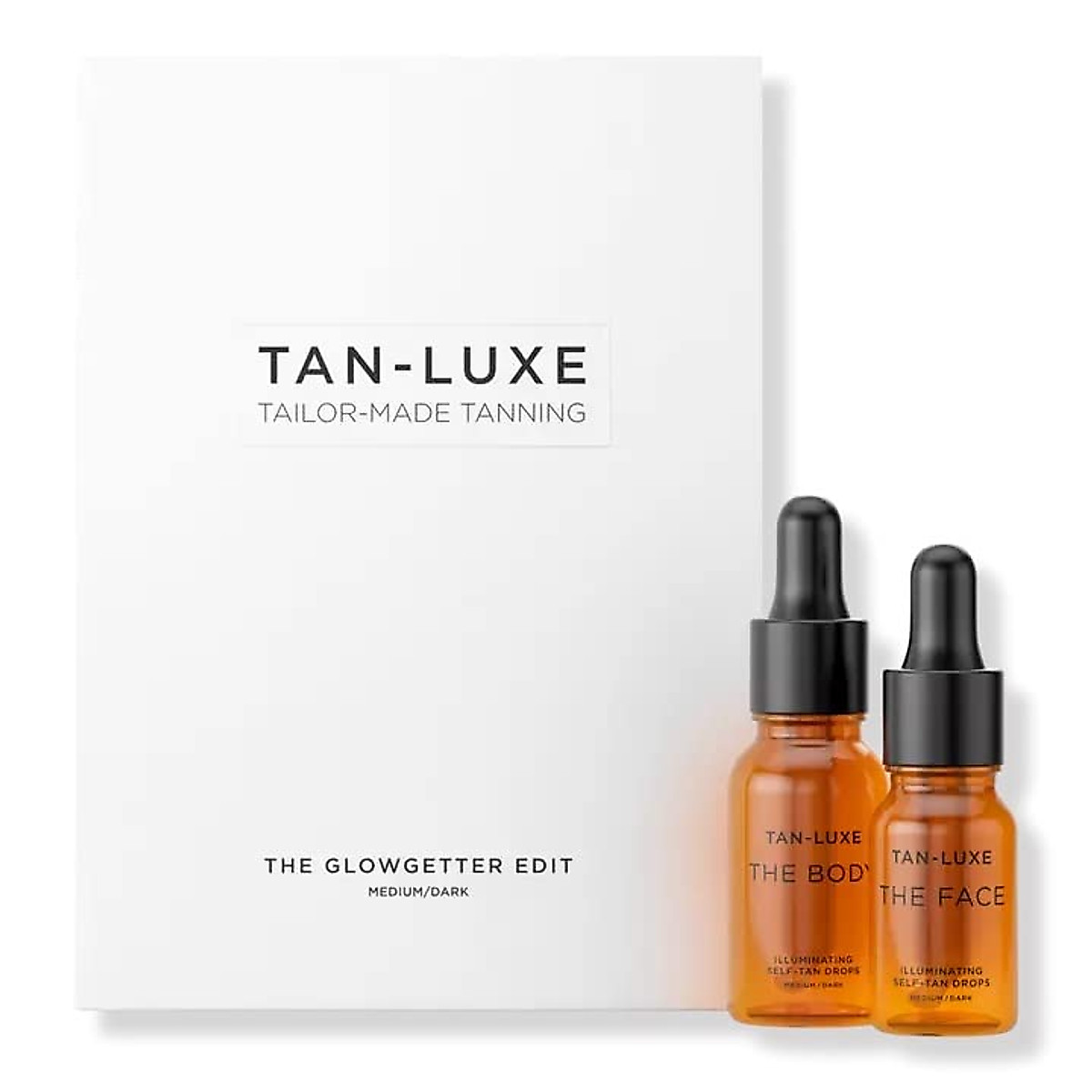 TAN-LUXE Glow Getter Kit - The Face, 10ml, and The Body, 15ml, Illuminating Self-Tan Drops - Medium/Dark - Cruelty Free & Vegan