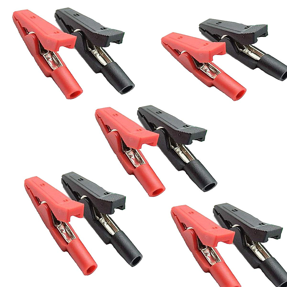 LYLGO 10Pcs 2mm Insulated Mini Test Alligator Clip With 2mm Female Banana Jack Red Black Insulated Safety Multimeter Test Leads Alligator Clips Plug Connectors