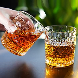 Caicai Baby 2PC Whiskey Glasses with 2 Ice Ball Maker Molds, Old Fashioned Rock Glasses for Bourbon, Scotch,Rum,Whiskey Gift for Men, Bourbon Glass Set of 4