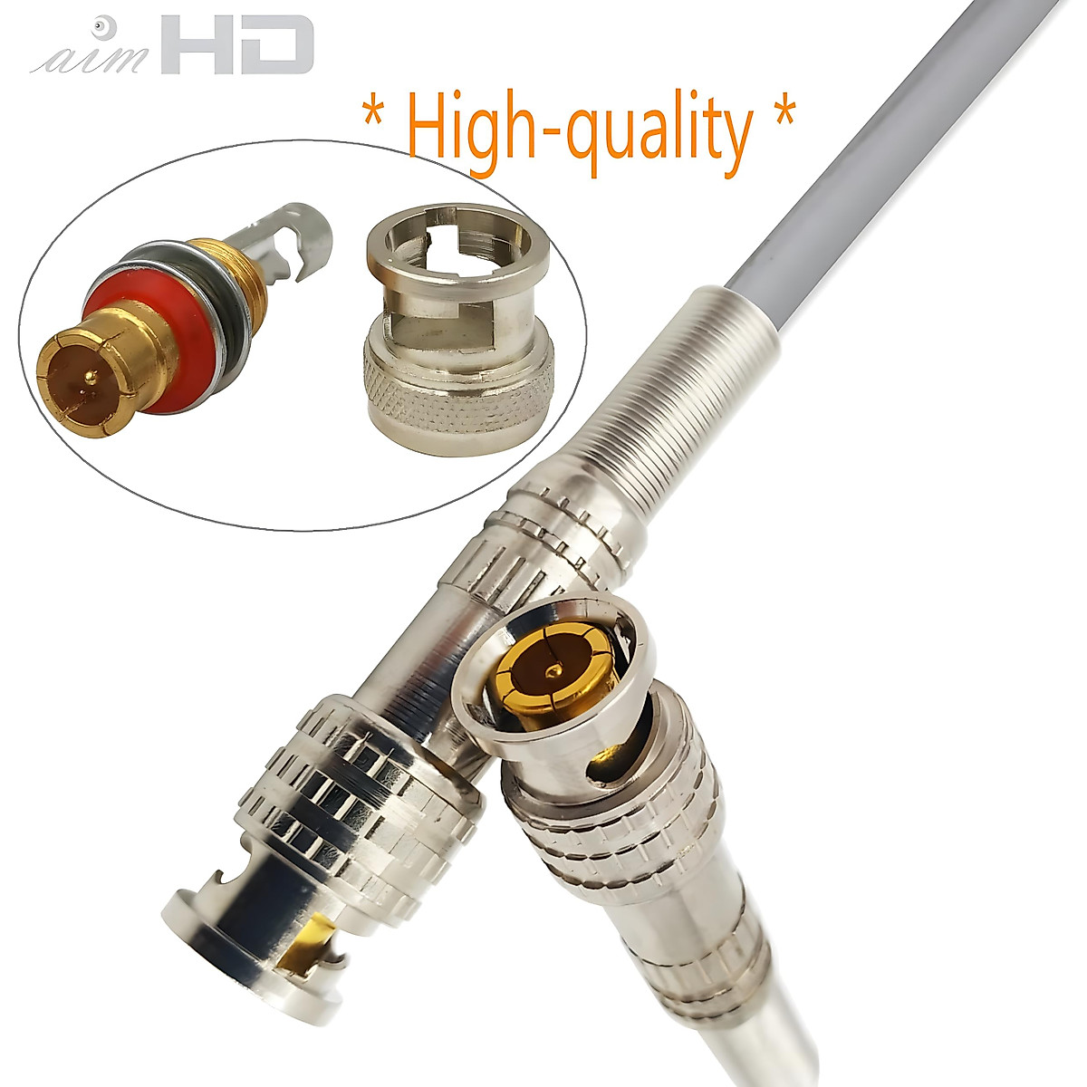 AIMHD 10 Pack BNC Male Connectors RG59 RG6 Screw-on Gold Plated Coaxial Terminal for CCTV Security Surveillance Camera Video Cables