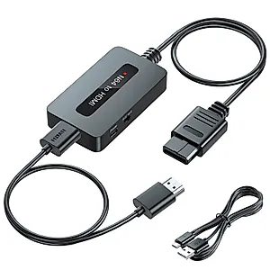 N64 to HDMI Converter, Supports 4 : 3/16 : 9 Ratio Switch, HDMI Cable for N64, Nintendo64 to HDMI Converter Cable Compatible with Nintendo 64/ Super SNES/NGC