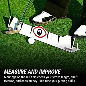 EyeLine Golf 70 Degree Edge Putting Plane Rail - Portable use Outdoors or Indoor Putting mat. Training Aid. Made in USA. Alignment, Stroke Length, Stroke Path Instant Short putt Improvement. 24 in.