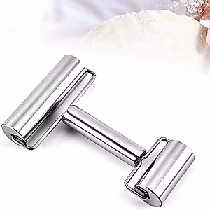Goeielewe Rolling Pin Double Roller, Stainless Steel Pastry and Pizza Double Dough Baker Roller Metal Kitchen Utensils Ideal for Baking Dough, Pizza, Pie, Pastries, Pasta and Cookies
