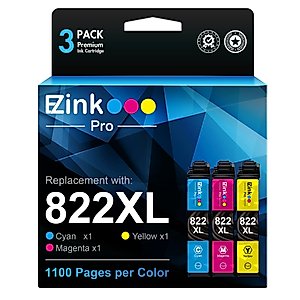 E-Z Ink Pro 822XL 822 Ink Cartridges High Yield Remanufactured Replacement for Epson 822 822 XL T822 Ink Cartridges Combo Pack to Work with EPSON Workforce Pro WF-3820, WF-3823, WF-4820 (3 Pack)