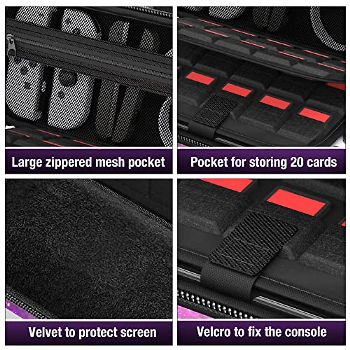 Carrying Case Compatible with Nintendo switch OLED/Switch Console, Hard Shell Protective Portable Switch Carry Case Travel Bag with Pockets for Accessories and with 20 Games storage…