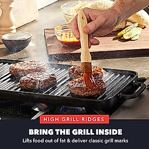 GreenPan x Bobby Flay Cast Iron Pre-Seasoned 11” Reversible Double Burner Rectangle Grill/Griddle, Helper Handles, Induction Suitable, Versatile Stovetop, Oven, BBQ & Fire, Indoor/Outdoor Use, Black