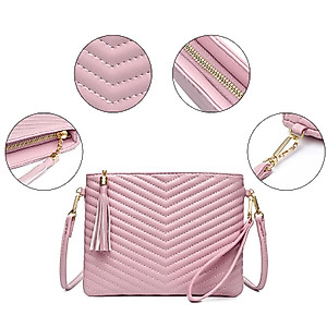 AMELIE GALANTI Small Crossbody Purse Bag For Women,Wristlet Clutch Handbag And Crossbody Wallet With Shoulder Strap For Cell Phone (pink-c)
