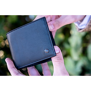 TRUSADOR Treviso Mens Wallets Bifold Leather with Coin Pocket Rfid Blocking (Black)