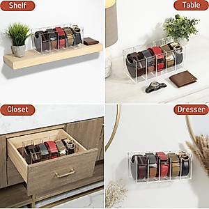 PROKTIK Acrylic Belt Organizer - 5 grid Belt Holder – Wall Mount Belt Storage – Tie and Belt Organizer for Closet and Drawer – Belt Display - Organizer for Belts, Ties, Watches, Cosmetics, Underwear