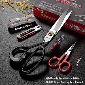 Fabric Scissors Tailor Sewing Shears - 9 Inch Heady Duty Scissors for Fabric Cutting Professional Ultra Sharp Cloth Tailor Scissors Multipurpose Utility Dressmaker Leather Titanium Scissors (9Inch)
