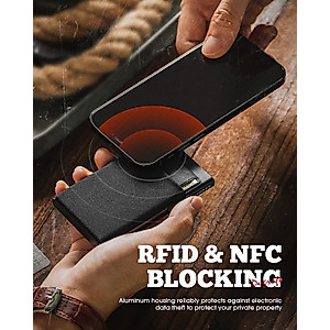 DUGRAFT Credit Card Holder with Money Pocket Mens Minimalist Slim Aluminum Metal Pop Up Wallet for Men RFID Blocking Business Card Holder with Gift Box, Holds 5-7 Cards and Cash, Black