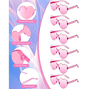 GCQJOQ 20 Pairs Heart Sunglasses Heart Shape Frameless Sunglasses Trendy Transparent Color Party Sunglasses
