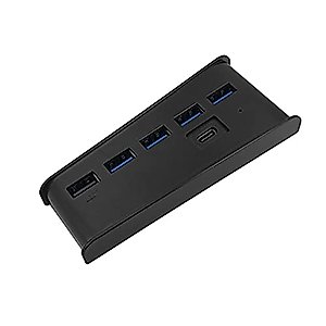 GPPZM 5 Port High-Speed Splitter Adapter Game Console USB Hub Multifunctional for PS5 Game Console Charging Stand Indicator Light (Color : Black)