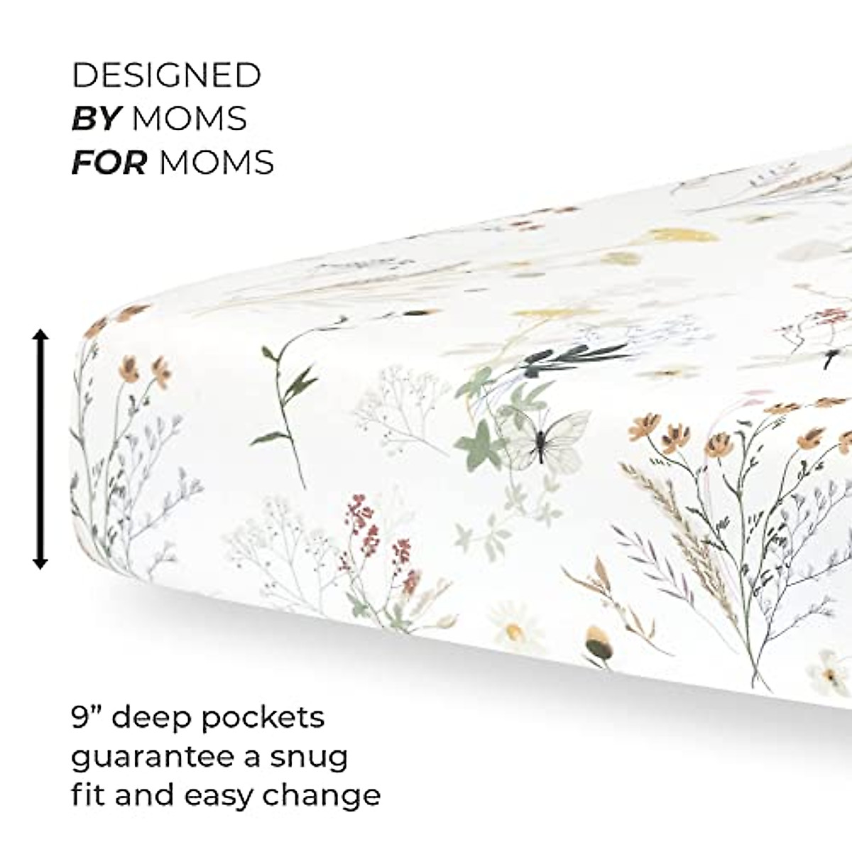 Pobibaby - 2 Pack Premium Fitted Baby Girl Crib Sheets for Standard Crib Mattress - Ultra-Soft Jersey Knit, Safe and Snug, and Stylish Floral Crib Sheet (Wildflower)