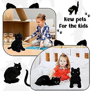 Hagusahuo Black Cat Plush Cat Stuffed Animal Toy, Soft Black Cat Stuffed Animal Pillow, Cute Cat Plushie Stuffed Doll Toy for Kids Boys Girls