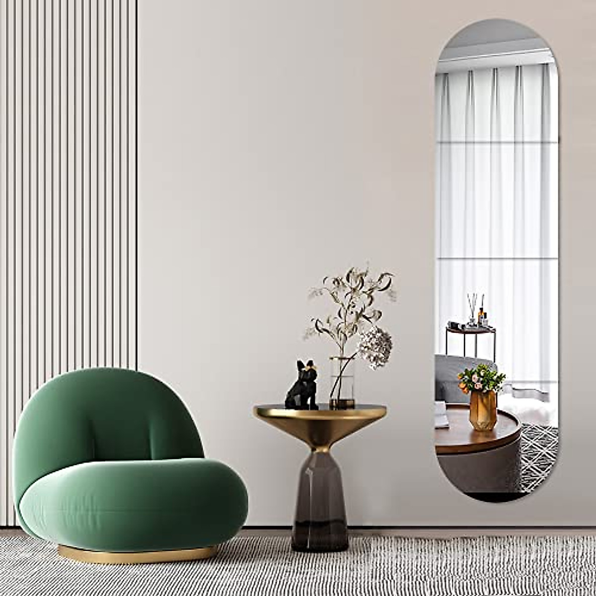 MCLEULLA 48" Full Body Mirrors for Walls, 12x12 4pcs Acrylic Plexiglass Mirror Wall-Mounted Full Length Frameless Mirror Makeup Large Long Mirror Home Workout Gym Mirror Floor Tile (Acrylic A)