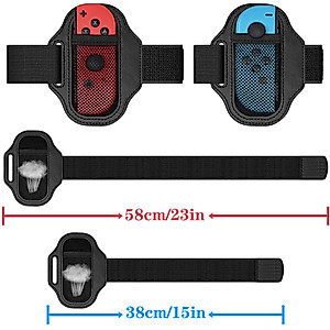 RHOTALL Leg Strap for Nintendo Switch Sports/Ring Fit Adventure, OLED Model Joy Con Controller Game Accessories, Adjustable Elastic Sport Movement Leg Band- 2 Pack