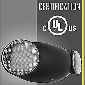 HUBBELL CU2B CU2 Series Commercial Battery Backup, LED Emergency Lighting Fixture with Twin Adjustable Heads, 90-Minute Runtime, UL924 Listed for Damp Locations, 120-277V, Black