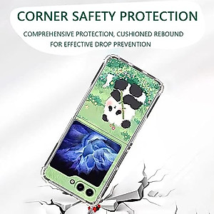 Yotta for Samsung Galaxy Z Flip 5 Case Cute Panda Phone Cover Ultra-Thin Fit Shockproof TPU Bumper Protection Cases Slim Anti-Scratch Folding Soft Protective Covers(Color:A)