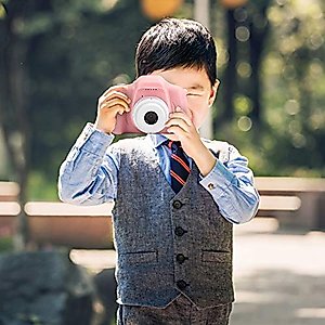 Children Camera, Portable Mini Camera Digital One-Click Focusing Simple Operation Cute with Lanyard for Taking Photos(Pink-Pure Edition)