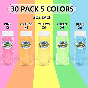 INSCRAFT 30 PCS Bubble Bottles with Wands Assortment for Kids, 2oz Bubbles Solution Each, Outdoor & Indoor Summer Toy, Weddings, Party Favors, Birthday, Refill for Bubbles Machine Blower