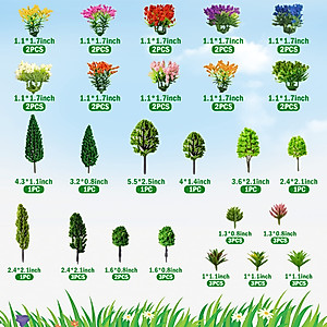 50 Pieces Model Trees 1.1-5.5inch Mixed Diorama Model Tree Flower Grass Architecture Mini Fake Trees Plants for DIY Crafts, Building Model, Railway Scenery Landscape Supplies