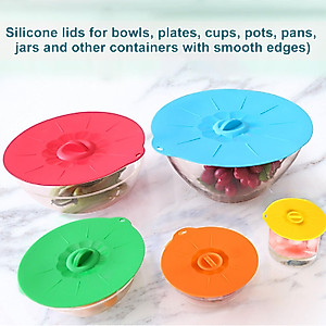 7 Pack Silicone Lids Microwave Cover Reusable Silicone Lids For Food Storage For Bowls, Cups, Plates, Pots, Pans, Skillets, Stove Top, Oven, Fridge, Dishwasher (5 Sizes)