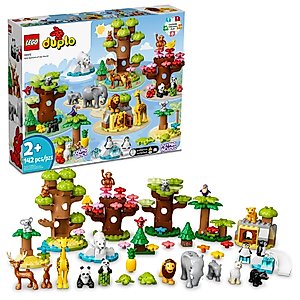 LEGO DUPLO Wild Animals of The World Building Set, Includes Sounds, World Map Playmat, 22 Animal Figures, Educational Gift, Learning Toy for Girls & Boys, Toddler Toys for Ages 2-4 Years Old, 10975