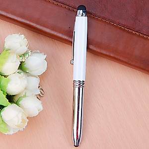 DSstyles Stylus Pen Universal Touch Screen Capacitive Stylus with Ballpoint Pen/LED Light for Phone Pad Tablet, White