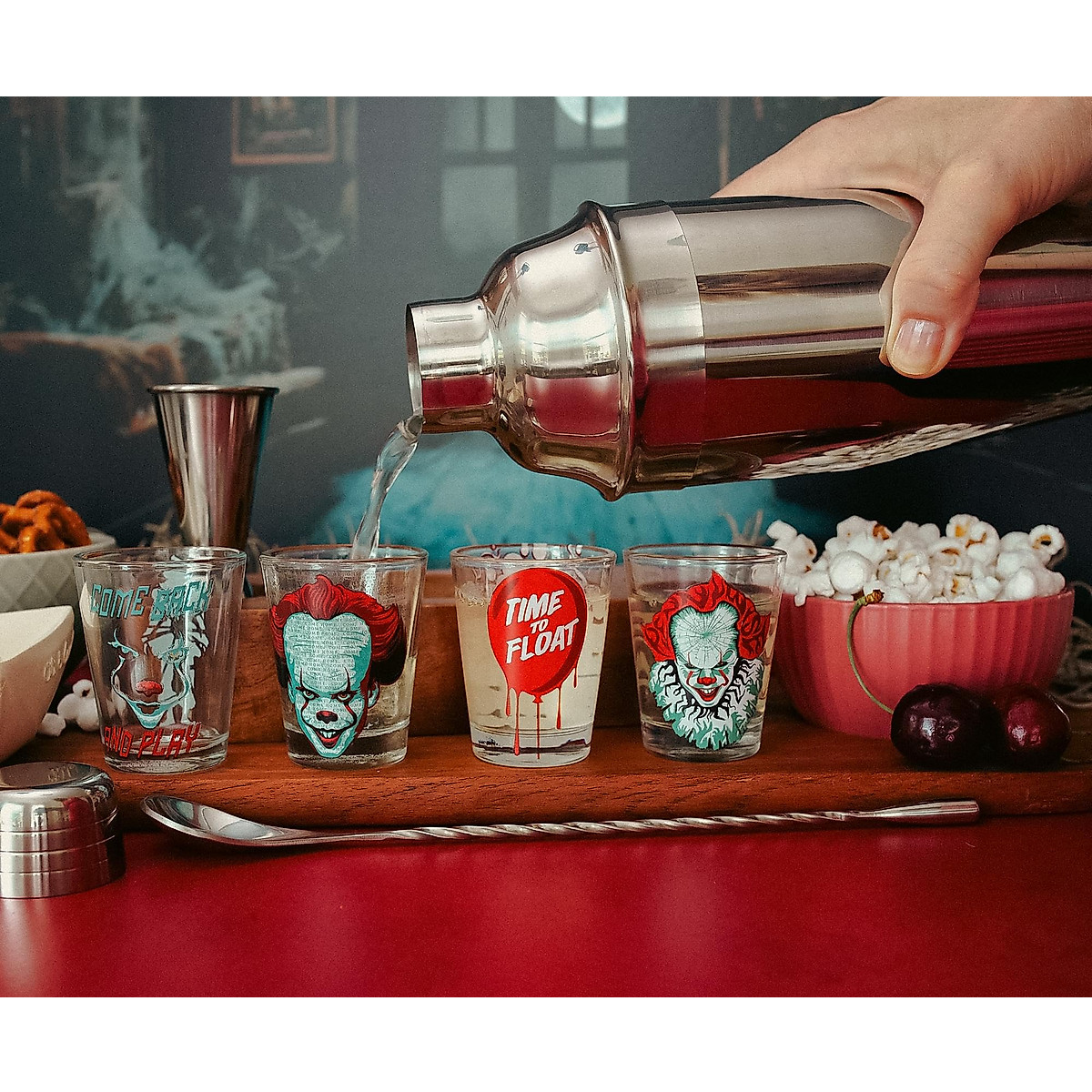 Silver Buffalo IT Shot Glass 4-Piece Drinkware Set, 1-5-Ounce, Red