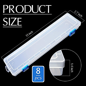 8 Pcs Translucent Plastic Paint Brush Holders Paint Brush Case Organizers Drawing Tools Storage Box Long Paint Brush Case Watercolor Pen Pencil Container Buckle Design for Artist 13 x 2.7 x 1.4 Inches
