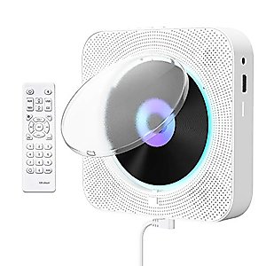 Qoosea Portable CD Player with Bluetooth Wall Mountable CD Music Player Home Audio Boombox with Remote Control FM Radio Built-in HiFi Speakers MP3 Headphone Jack AUX Input Output