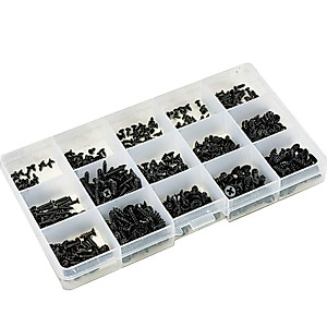 Steel Flat Head Self Tapping Screw Phillips Metric Thread Counter Head Bolt Assortment Kit M2 M2.5 M3 M4 Black