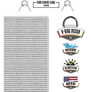 E&K Sunrise 12' x 14' Light Grey Rectangle Sun Shade Sail Outdoor Shade Cloth UV Block Fabric,Curve Edge-Customized
