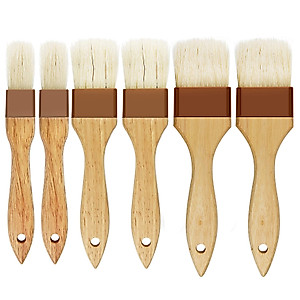 6 Pieces Pastry Brushes Basting Oil Brush with Boar Bristles and Beech Hardwood Handles for Spreading Butter Cooking Baking BBQ Oil Brush(1 inch, 1.6 inch, 3 inch)