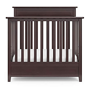 Storkcraft Petal 5-in-1 Convertible Mini Crib with Mattress, Espresso