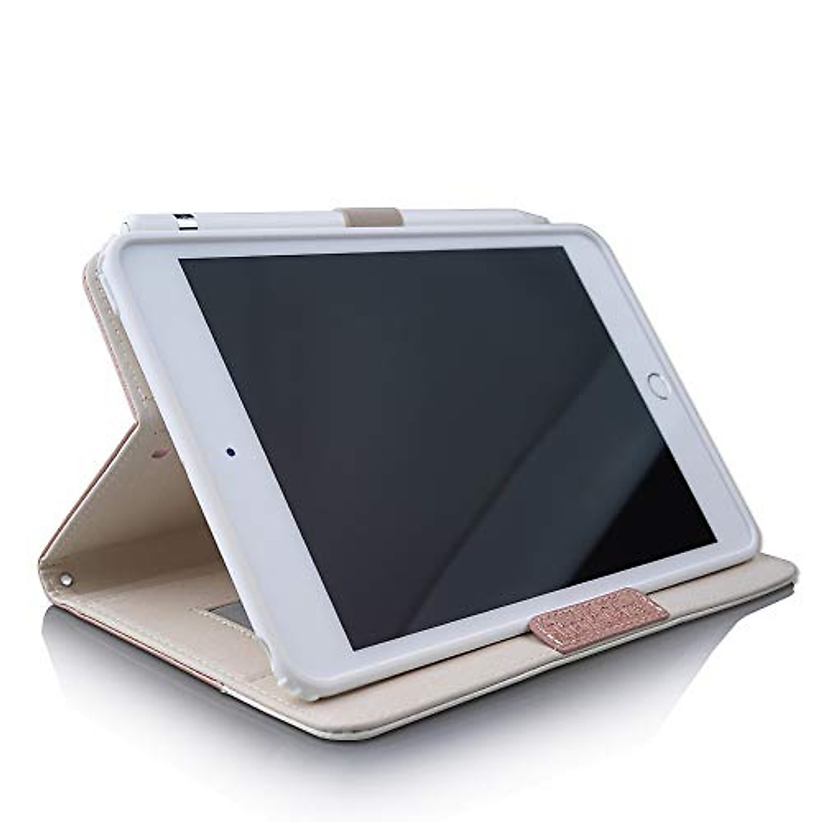 Thankscase Case for iPad Mini 5 7.9" 2019 / iPad Mini 4 2015, Rotating Case Leather Cover with Pencil Holder, Swivel Case Build in Hand Strap, Wallet Pocket for iPad Mini 5th Gen (Rose Gold)