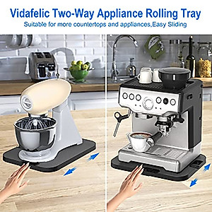 Vidafelic Two-Way Appliance Rolling Tray,8 Wheels Load 110LBS Extra Wide Sliding Tray Accessories for Heavy Duty Stand Mixer Air Fryer Coffee Maker and Blender,16.9"Wide by 12.8"Deep