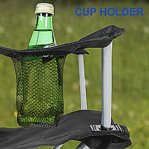 YSSOA Canopy Lounge Chair with Sunshade for Camping, Hiking, Travel, and Other Outdoor Events, with Cup Holder, 21.6" x 21.6" x 36", Black, 1-Pack