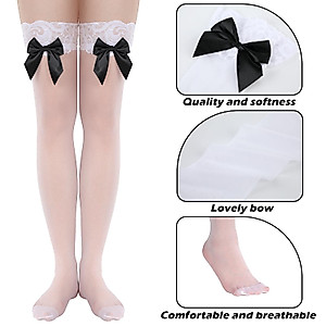 Geyoga Women Bow Lace Thigh High Stockings over the Knee Stocks for Valentine's Day