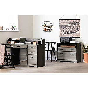 South Shore Versa Computer Office Desk with Power Bar, Gray Maple