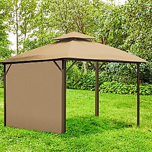 AONEAR Gazebo Privacy Curtain with Zipper Side Wall Universal Replacement for 10' x 10' Gazebo, Patio, Outdoor Canopy, Garden and Backyard, Khaki (1-Panel Curtain Only)
