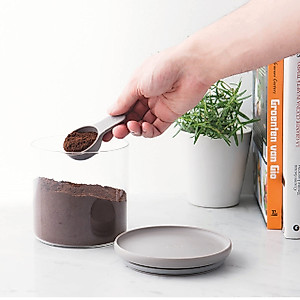 BergHOFF LEO 6Pc Food Storage Containers Set Glass Body And Measuring Spoon Round Blue Green Grey Airtight Lids Leakproof