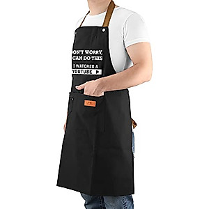 Gifts for Men Women, Funny Saying Apron with 3 Tool Pockets Adjustable Neck Strap, Waterproof, Gifts for Dad, Husband, Friends, Birthday Gifts, Gag Gifts, BBQ Cooking Chef Apron, Valentine's Day Gift