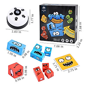 Wooden Face Changing Magic Cube Game, Expression Puzzle Building Blocks Pattern Matching Game, Educational Puzzles Toy Board Games for Kids and Adults with Bell